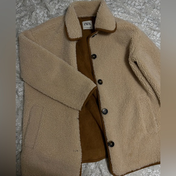 Zara | Jackets & Coats | Zara Sherpa Tan Jacket Worn A Couple Of Times ...